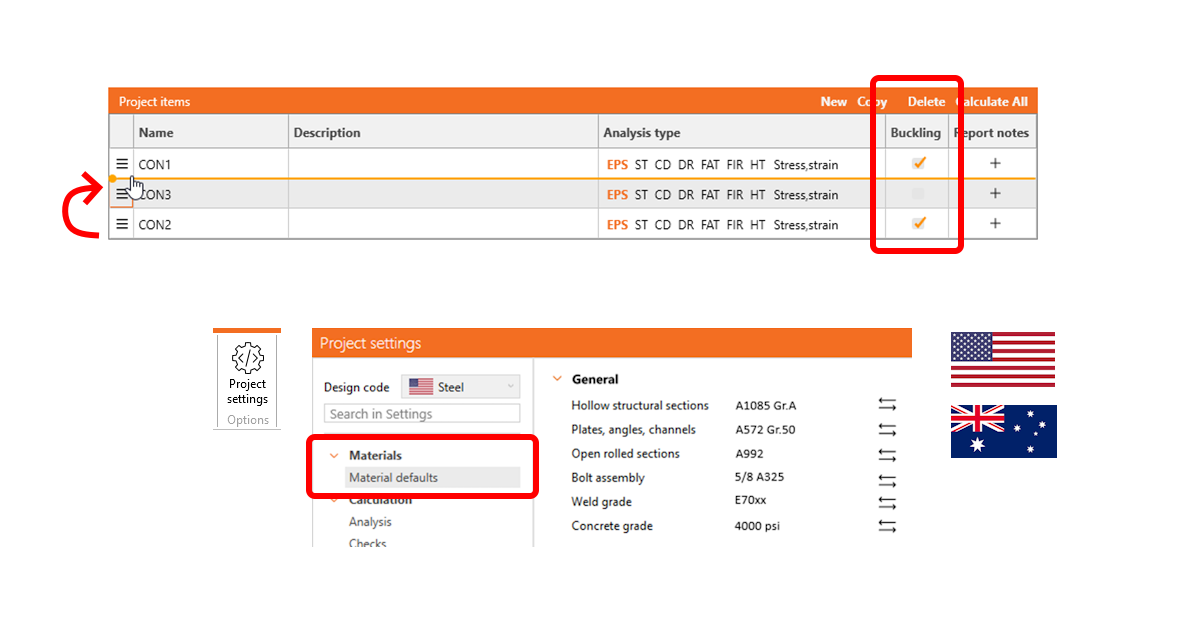 Project item and material management | IDEA StatiCa